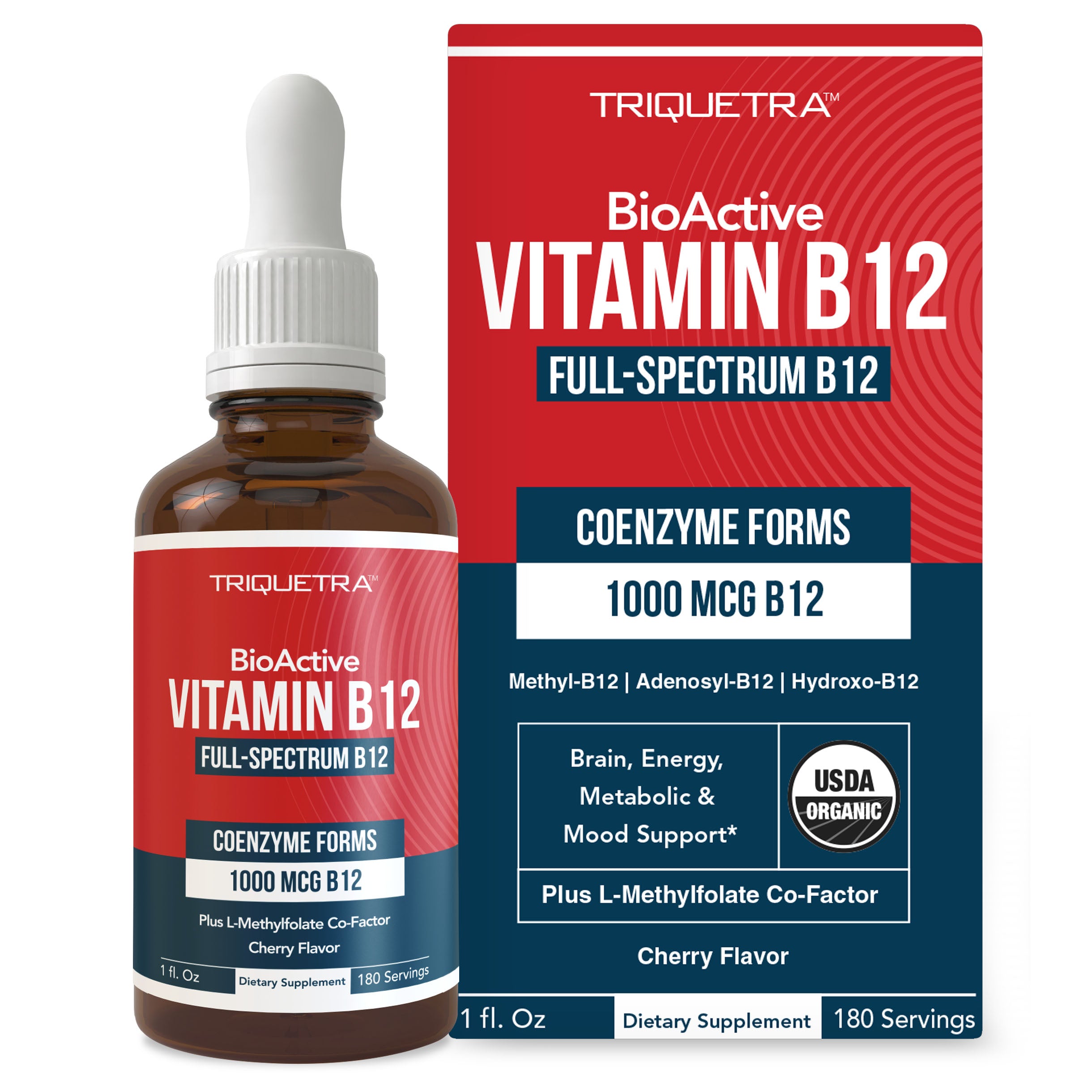 BioActive B12 (1000 mcg) Liquid: Vitamin B12 Plus L-Methylfolate – Triquetra™