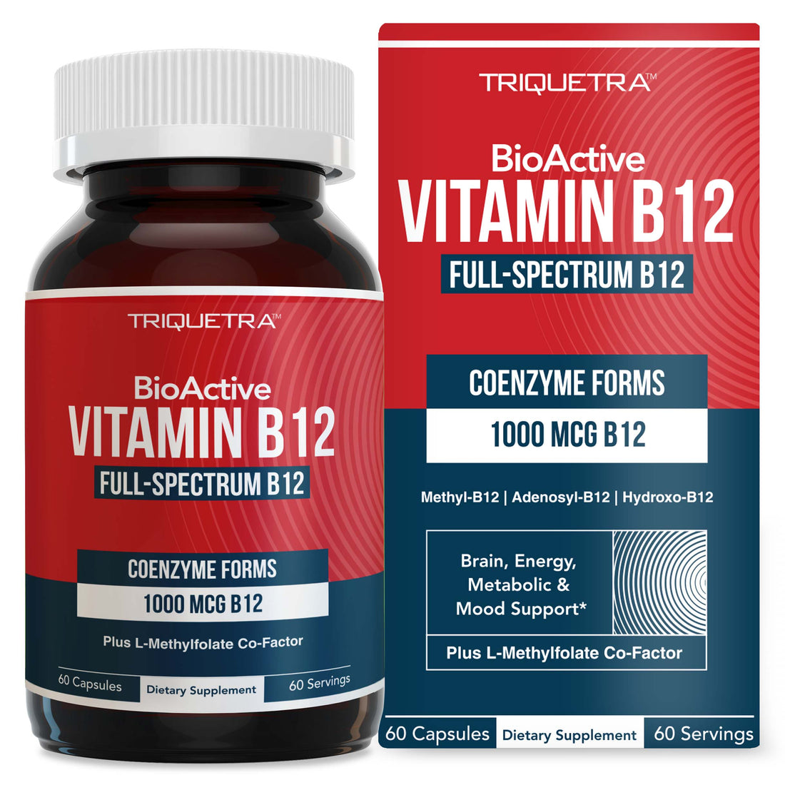 BioActive B12 (1000 mcg): Vitamin B12 Plus L-Methylfolate – Triquetra™